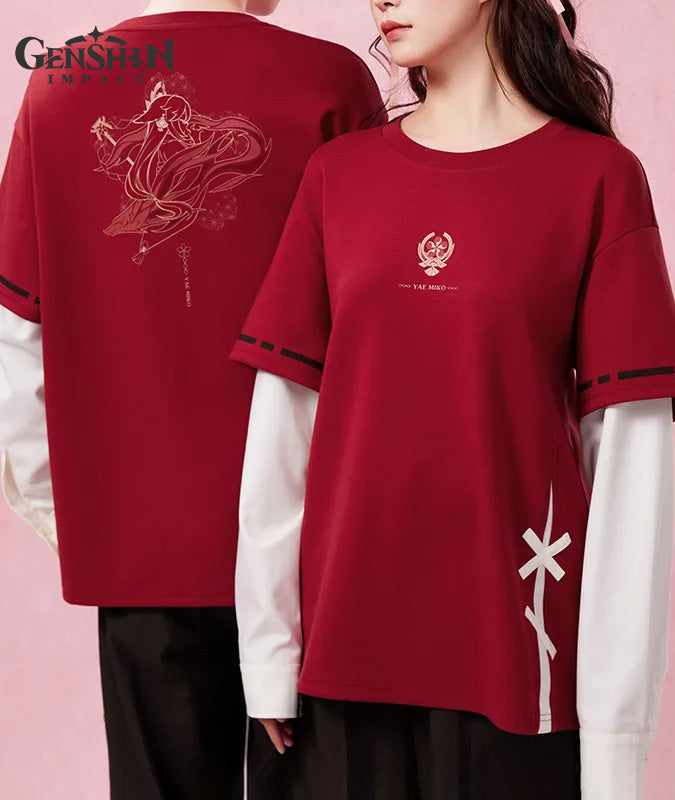 Official Yae Miko Long Sleeve T-Shirt with Patchwork – GenshinFans