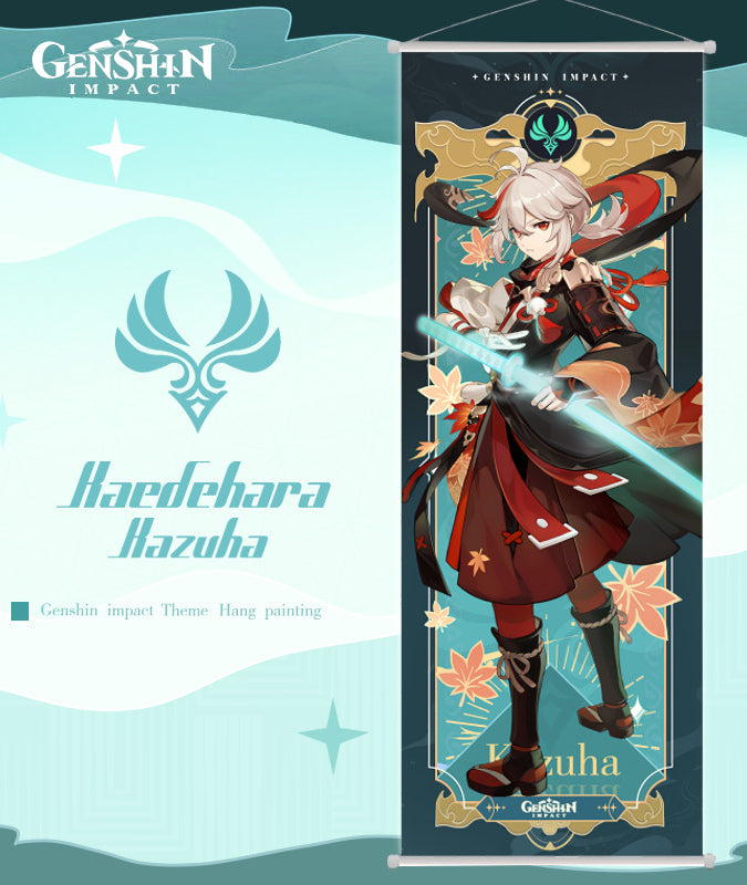 Inazuma Character Hanging Wall Scroll Poster Home Decor Raiden Shogun ...