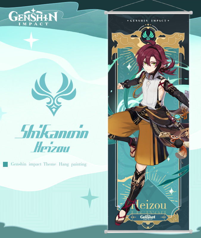 Inazuma Character Hanging Wall Scroll Poster Home Decor Raiden Shogun ...